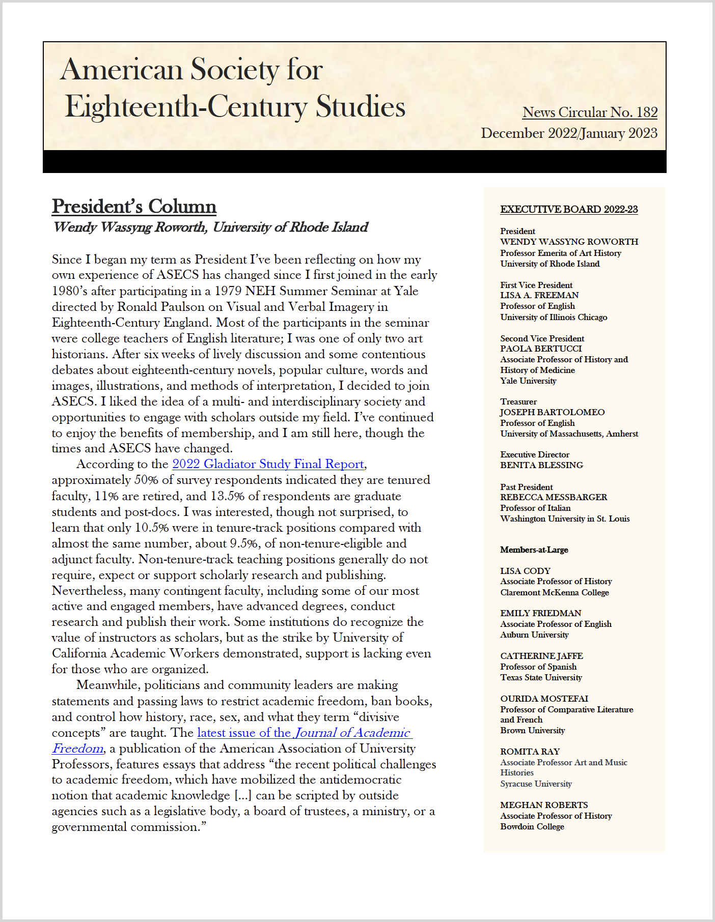 News Circular – ASECS